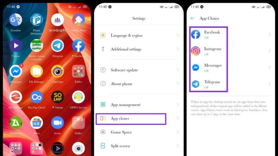 ងាយៗ | របៀបបង្កើត Clone App នៅលើទូរសព្ទដៃ Oppo - TNAOT