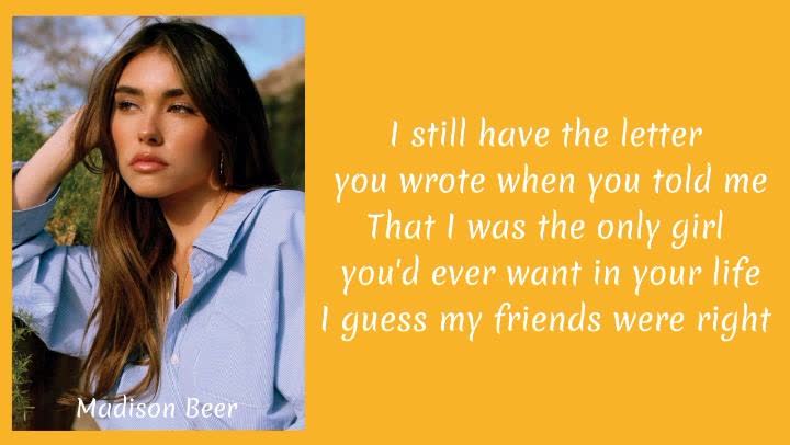 Madison beer Reckless lyrics - TNAOT